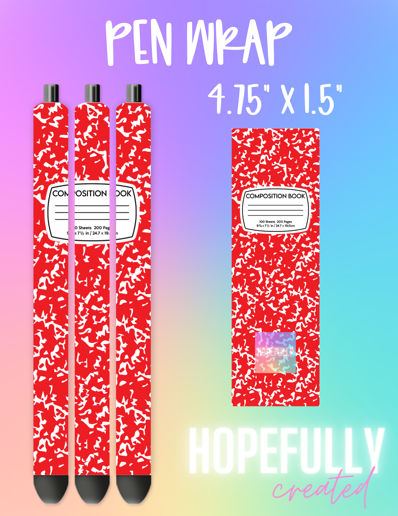 Red Composition Book Pen Wrap-223 – Sassy Cow Co